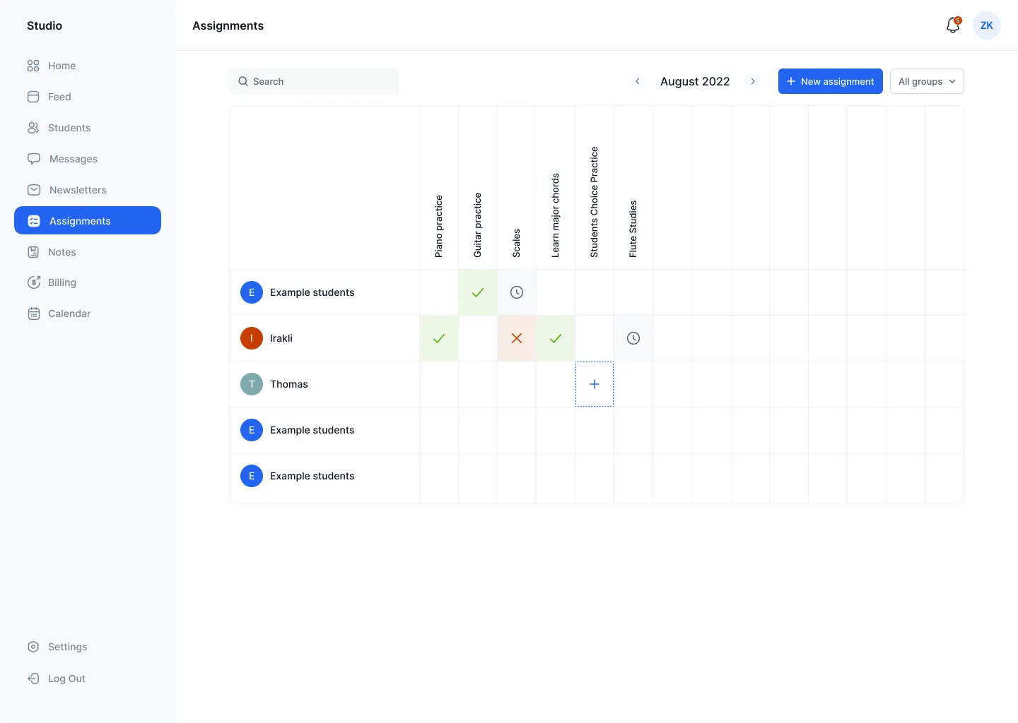 Assignments - Adagio Studio